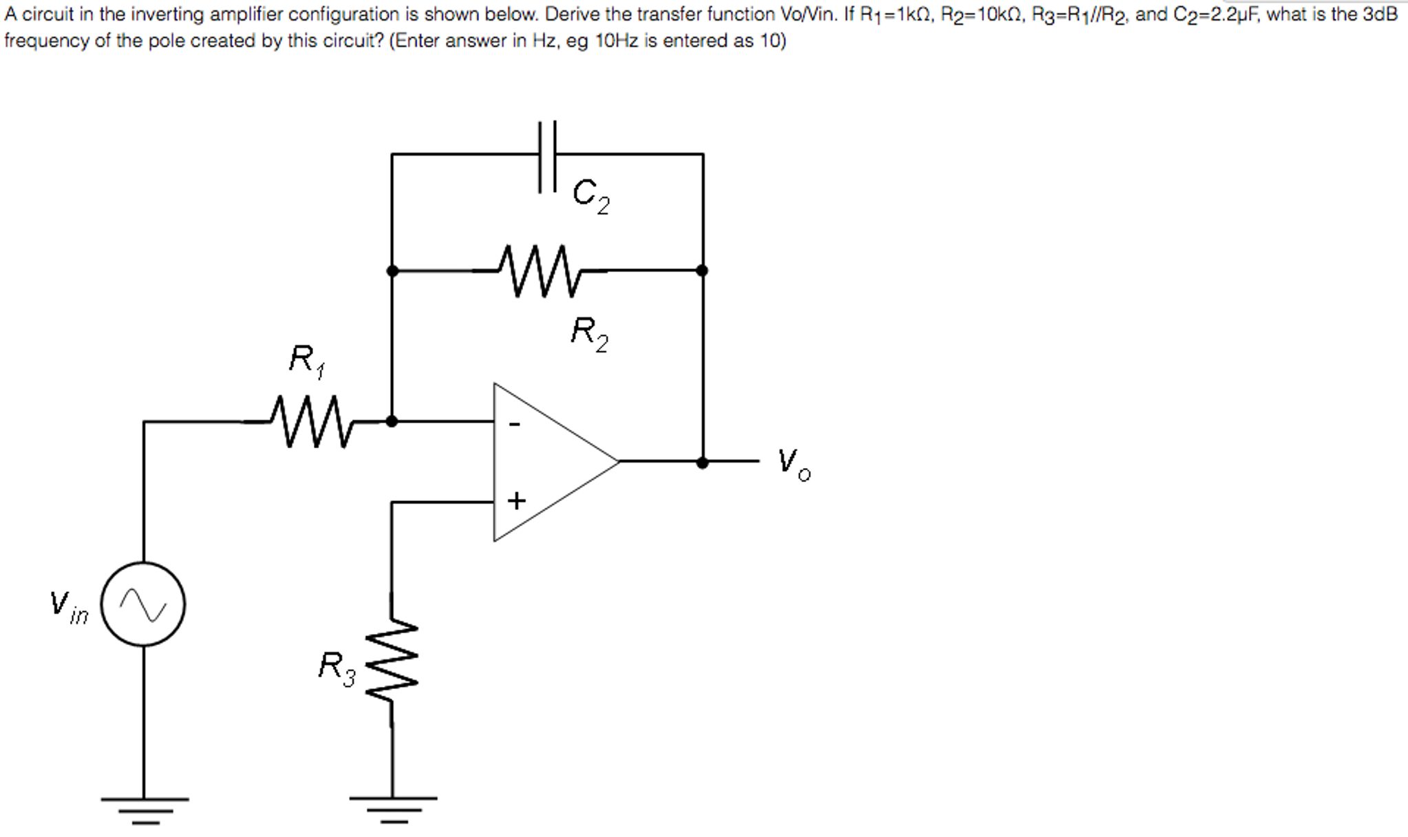 Solved A circuit in the inverting amplifier configuration is | Chegg.com