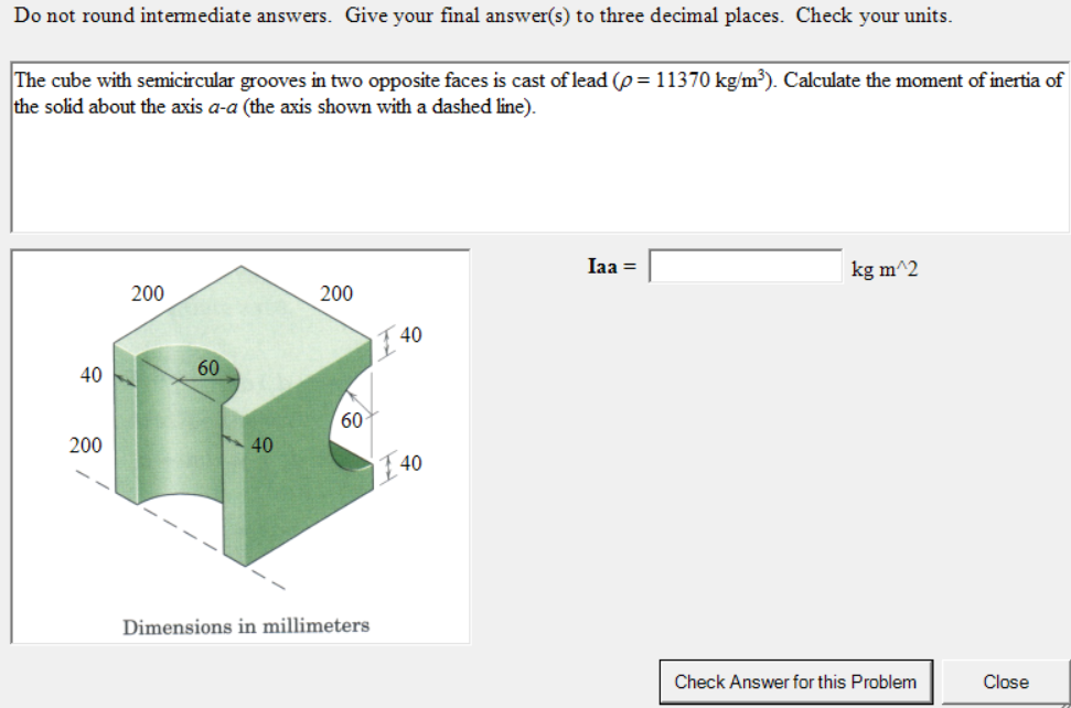 Solved The cube with semicircular grooves in two opposite | Chegg.com