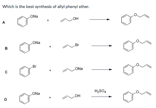 Solved Which is the best synthesis of allyl phenyl ether. | Chegg.com