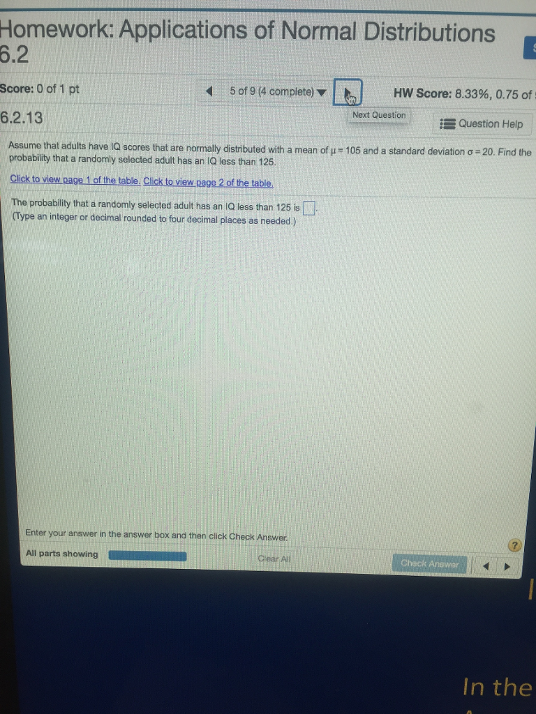 Solved Homework: Applications of Normal Distributions 6.2 5 | Chegg.com