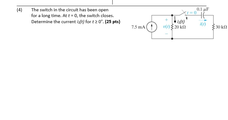 Solved (4) The switch in the circuit has been open for a | Chegg.com