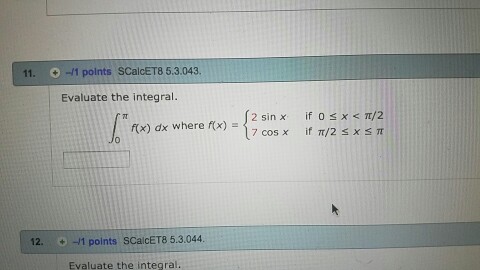 Solved Evaluate the integral. integral^pi_0 f(x) dx where | Chegg.com