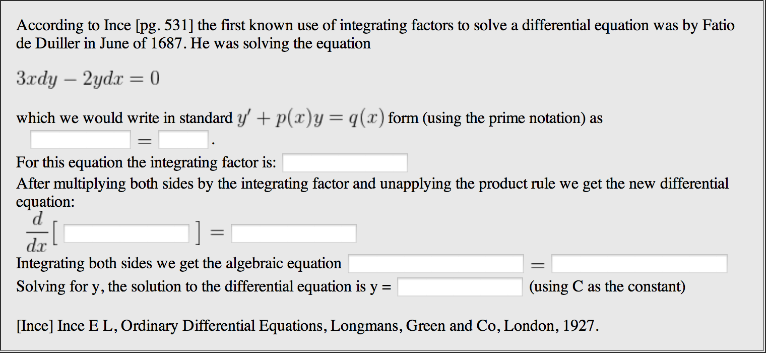 Solved According to Ince [pg.531] the first known use of | Chegg.com