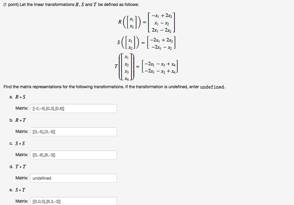 Solved Let the linear transformations R,S and T be defined | Chegg.com
