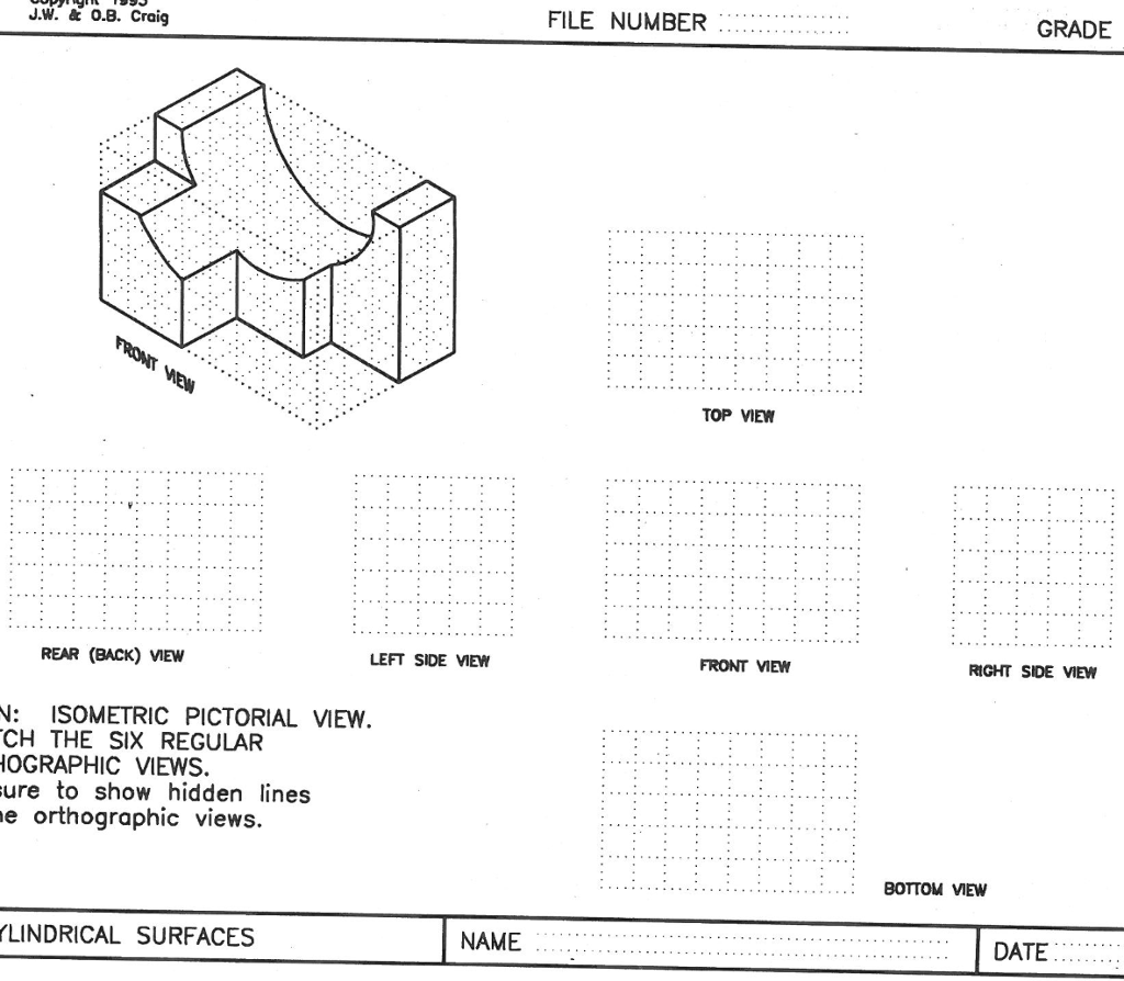Solved J.W. & o.B. Craig FILE NUMBER TOP VIEW REAR (BACK) | Chegg.com