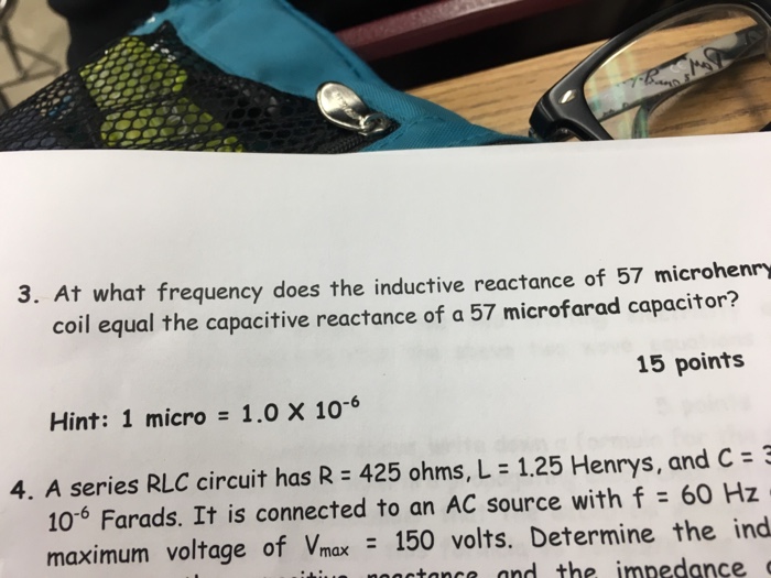 Solved At what frequency does the inductive reactance of 57 | Chegg.com