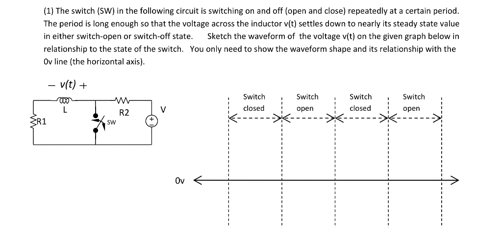 Solved (1) The switch (SW) in the following circuit is | Chegg.com