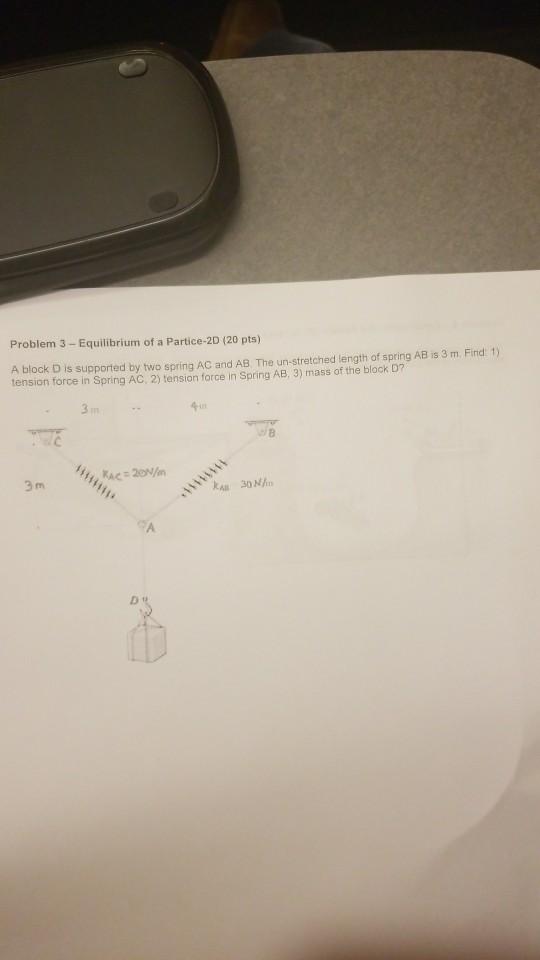 Solved Problem 3 Equilibrium of a Partice-2D (20 pts) A. A | Chegg.com