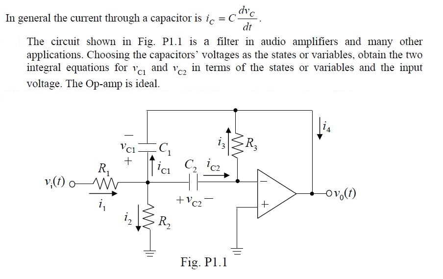 Solved In general the current through a capacitor is i _C = | Chegg.com