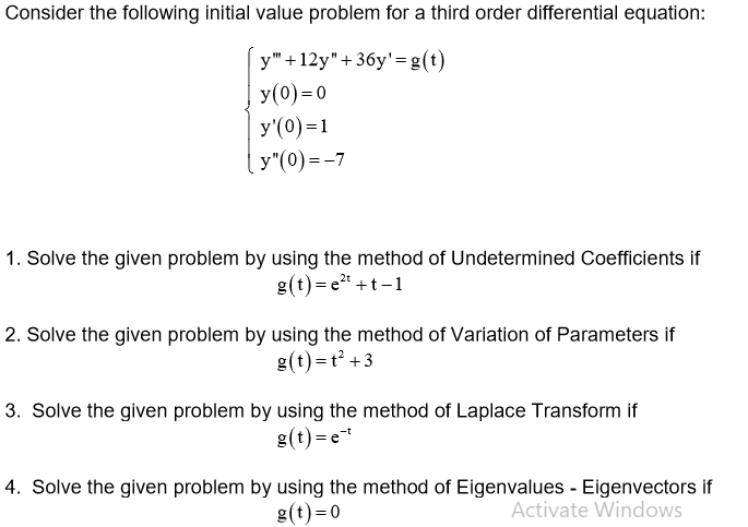 Solved Consider the following initial value problem for a | Chegg.com