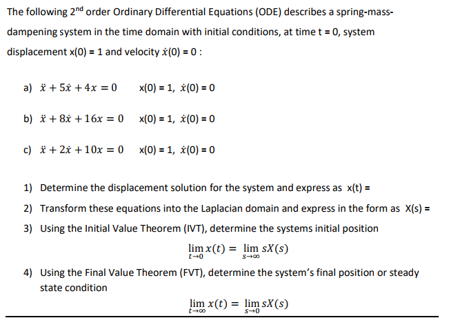 Solved The following 2nd order Ordinary Differential | Chegg.com