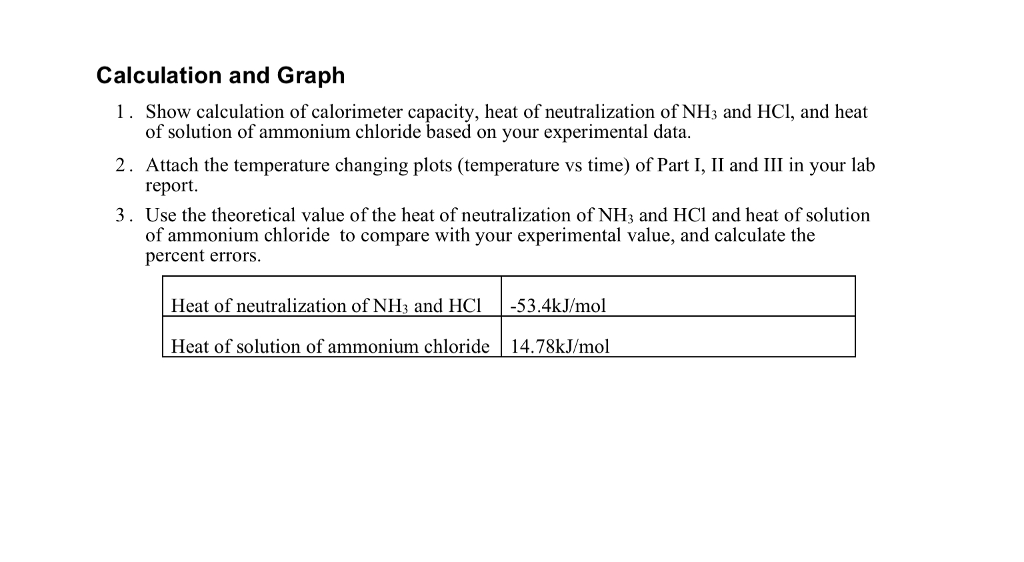 DATA TABLE Part I Determining the heat capacity of | Chegg.com