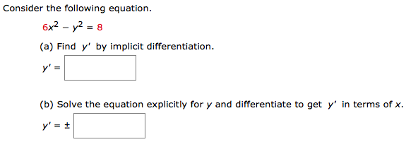 Solved Consider the following equation. (a) Find y' y | Chegg.com