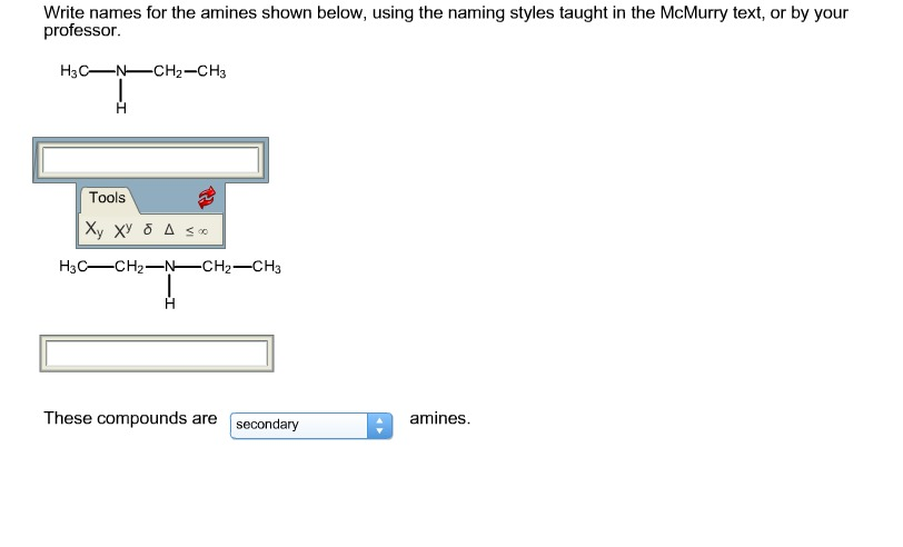 Solved Write names for the amines shown below, using the | Chegg.com