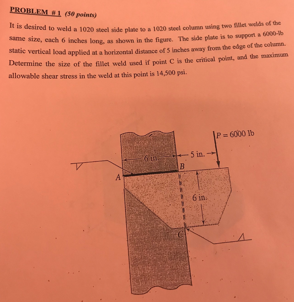 Solved PROBLEM #1 (50 points) It is desired to weld a 1020 | Chegg.com