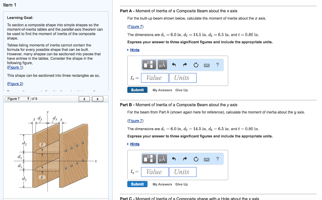 Solved Item 1 Part A - Moment of Inertia of a Composite Beam | Chegg.com