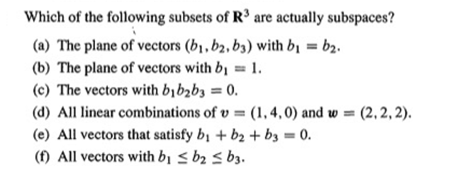 Solved Which of the following subsets of R3 are actually | Chegg.com
