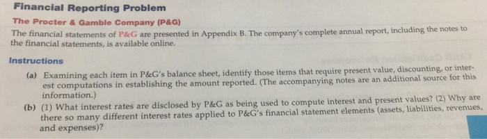 Solved Financial Reporting Problem The Procter & Gamble | Chegg.com