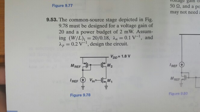 Solved Figure 9.77 9.53. The common-source stage depicted in | Chegg.com