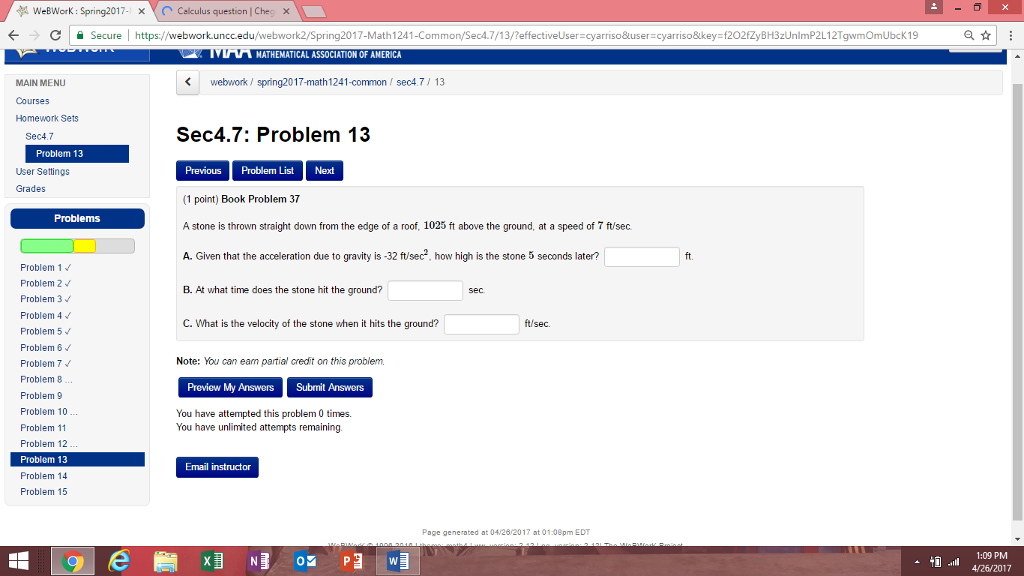 Calculus Archive | April 26, 2017 | Chegg.com