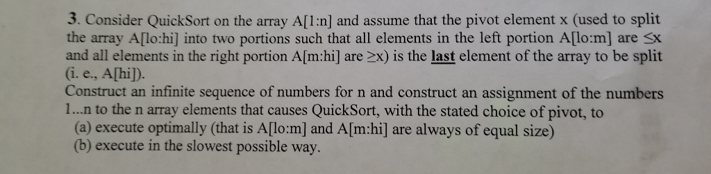 Solved Java Quicksort Per Specifications Please Include A