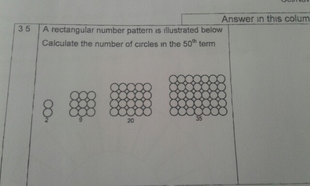 Solved Answer in this colum 3A rectangular number pattern is | Chegg.com