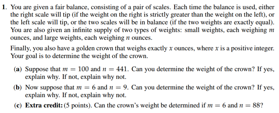 Solved You are given a fair balance, consisting of a pair of | Chegg.com