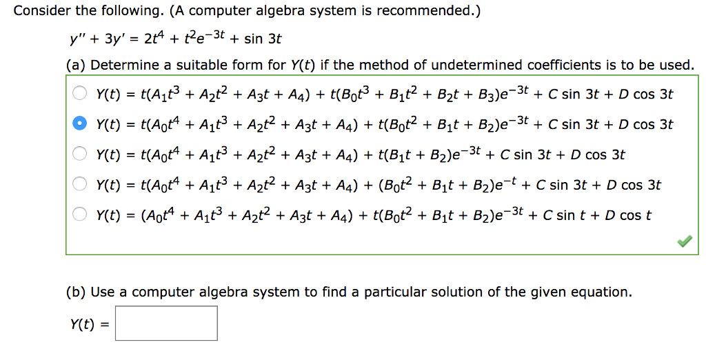 Solved Consider the following. (A computer algebra system is | Chegg.com
