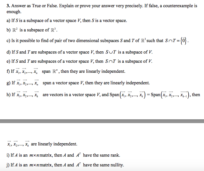 Solved Answer as True or False. Explain or prove your answer | Chegg.com