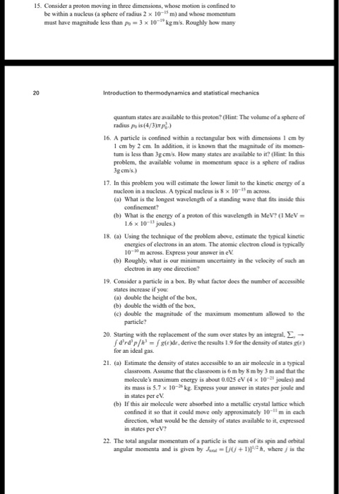 Consider a proton moving in three dimensions, whose | Chegg.com