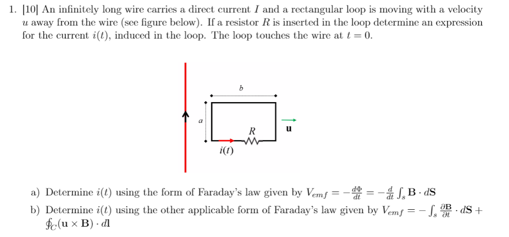 Solved An infinitely long wire carries a direct current I | Chegg.com