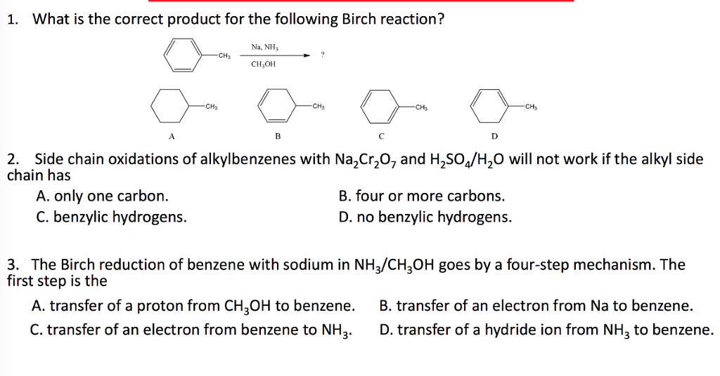 Solved 1. What is the correct product for the following | Chegg.com