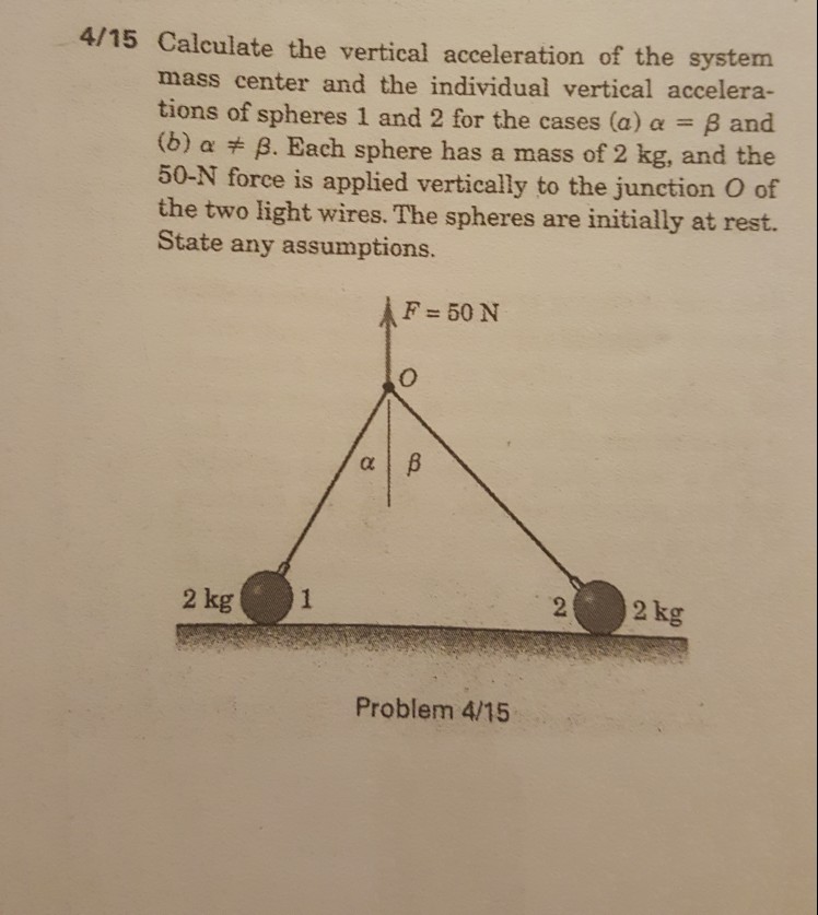 Solved 4/15 Calculate the vertical acceleration of the | Chegg.com