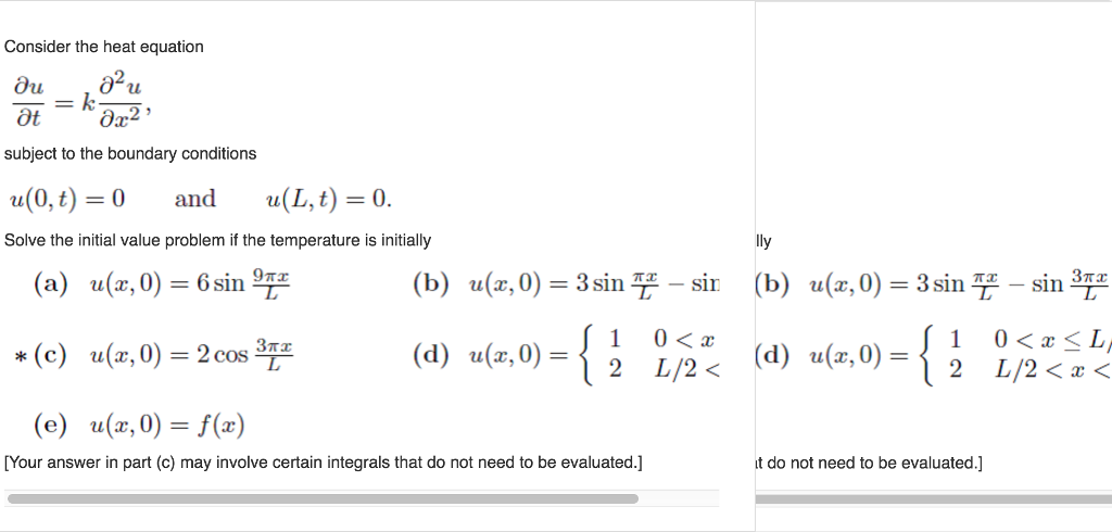 Solved Consider the heat equation partial differential | Chegg.com