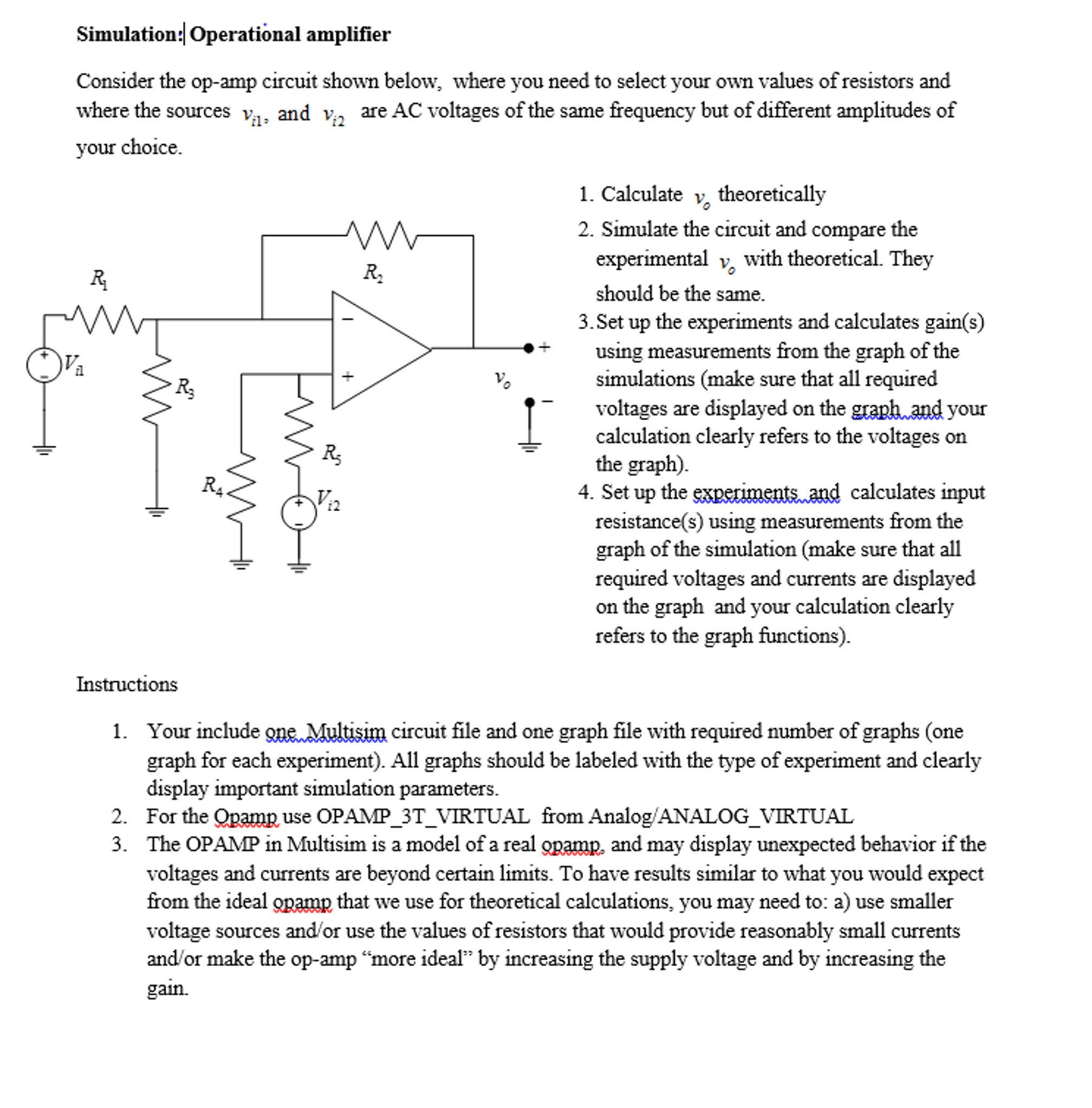 Multisim Simulation Problem of an Operational | Chegg.com