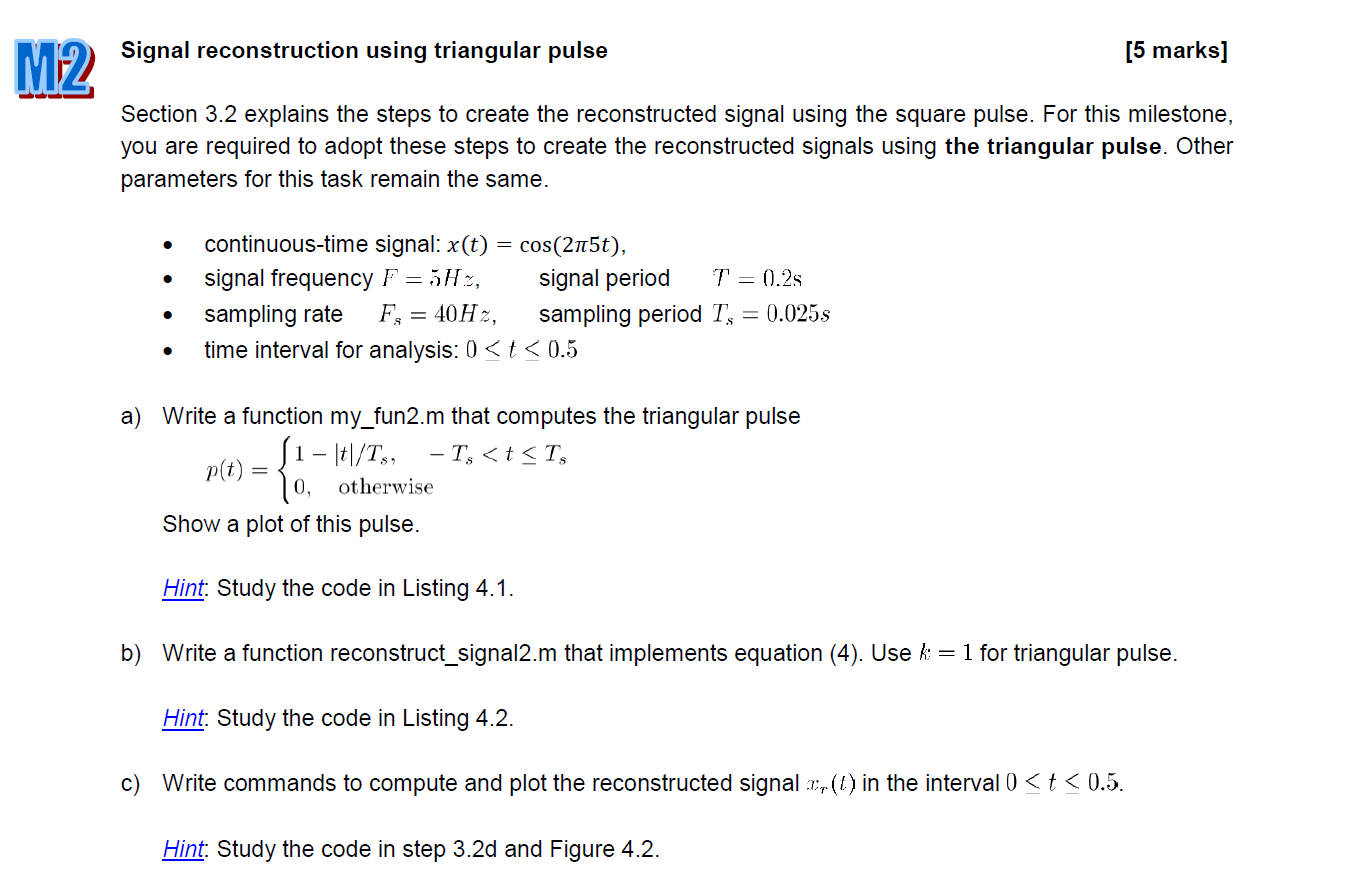 Solved explains the steps to create the reconstructed signal | Chegg.com