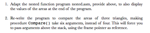 1. Adapt the nested function program nested.asm, | Chegg.com