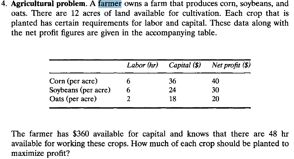 5. Consider the agricultural problem in Exercise 4, | Chegg.com