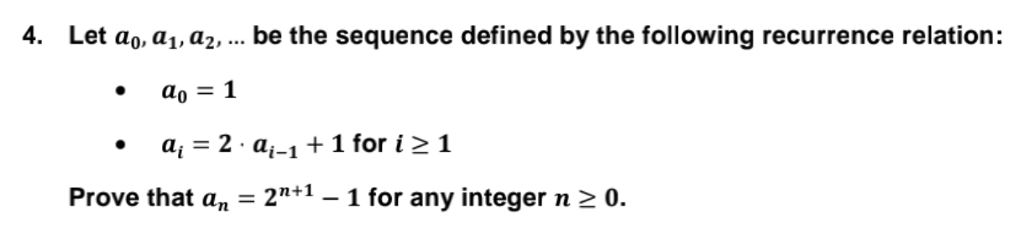 Solved 4. Let ao a,, a2, .. be the sequence defined by the | Chegg.com