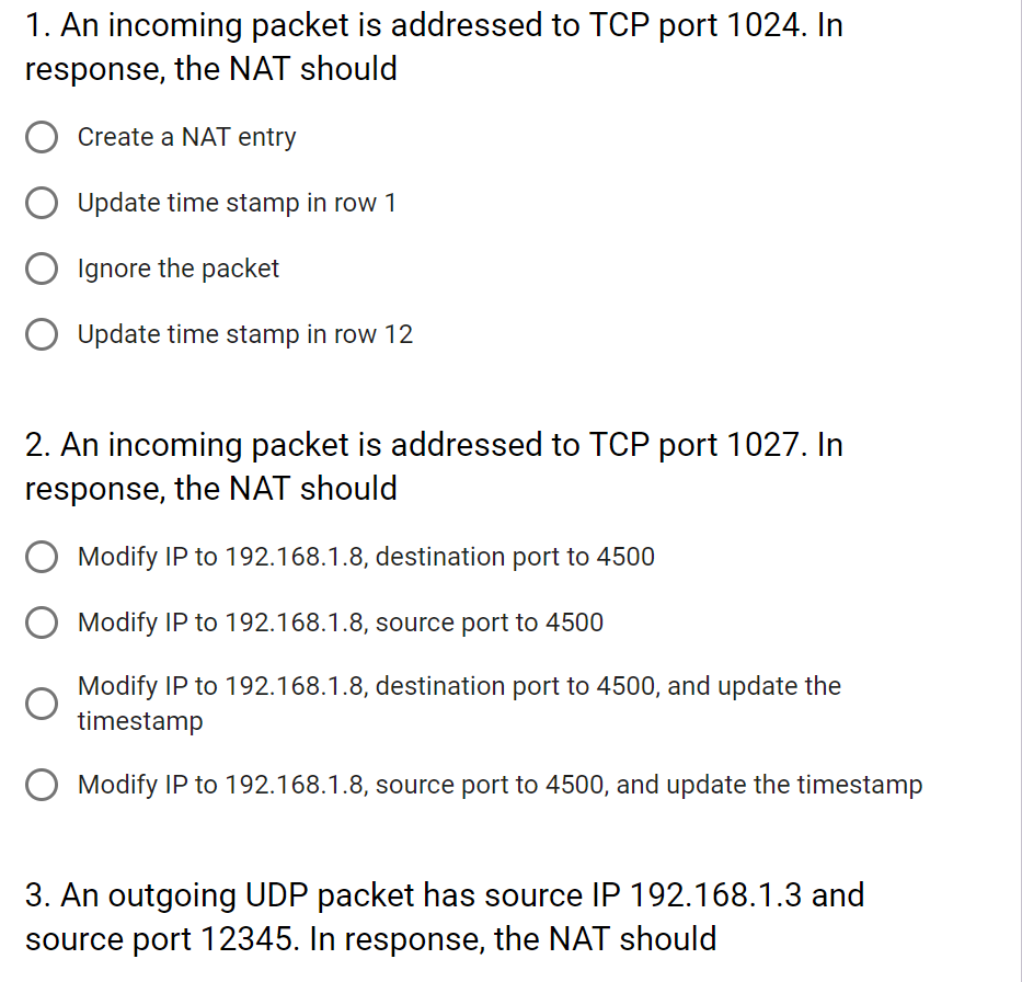 Solved NAT TABLE 1 of 1 100% Source IP 192.168.1.8 14356 | Chegg.com