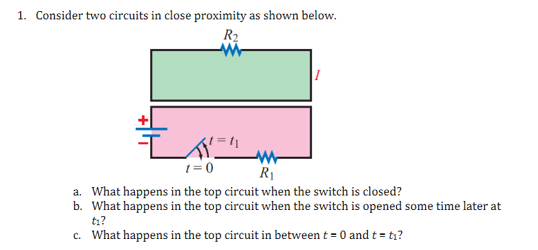 Solved 1. Consider two circuits in close proximity as shown | Chegg.com