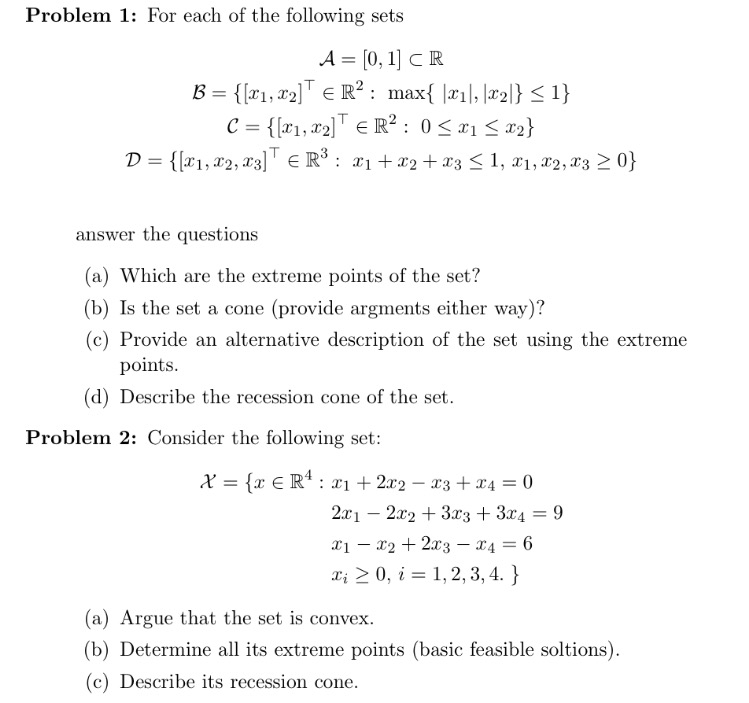 Solved Problem 1: For each of the following sets A -[0, 1] C | Chegg.com