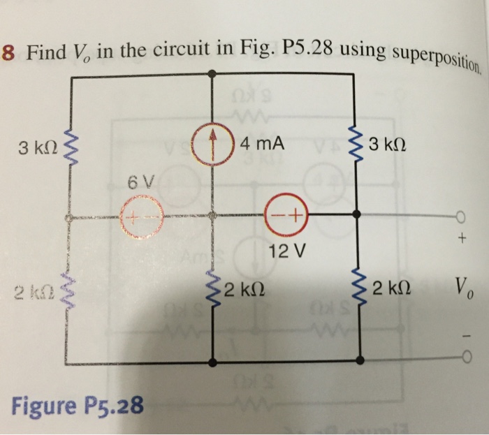 Solved 8 Find Vo in the circuit in Fig. P5.28 using | Chegg.com