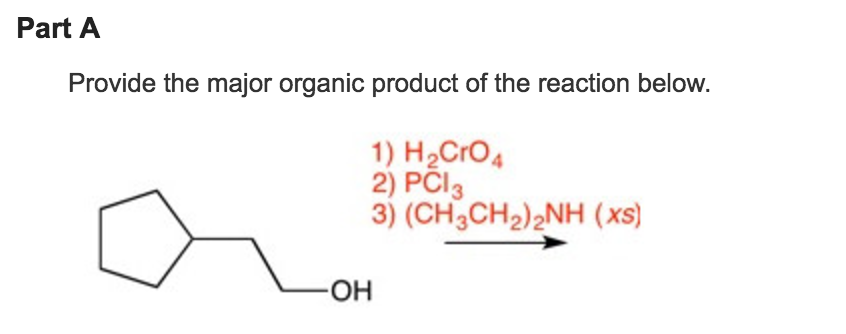 Solved Part A Give the products of the reaction CHOH C. CHs | Chegg.com
