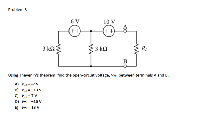 Solved Problem3 6 V 10 V + I Using Thevenin's theorem, find | Chegg.com