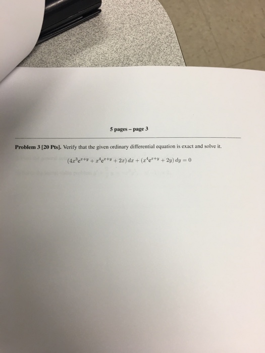Solved Verify that the given ordinary differential equation | Chegg.com