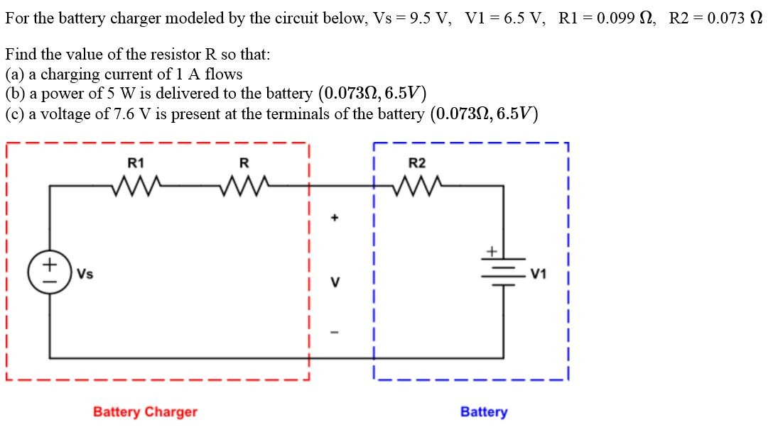 Solved For the battery charger modeled by the circuit below, | Chegg.com