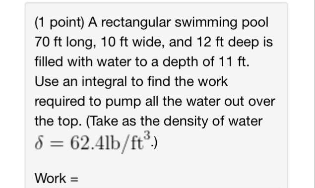 Solved A rectangular swimming pool 70 ft long, 10 ft wide, | Chegg.com