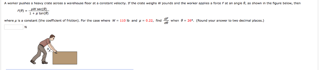 Solved A worker pushes a heavy crate across a warehouse | Chegg.com