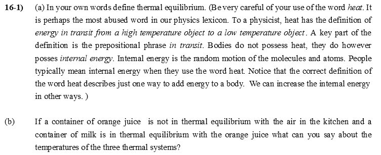 Solved In your own words define thermal equilibrium. (Be | Chegg.com